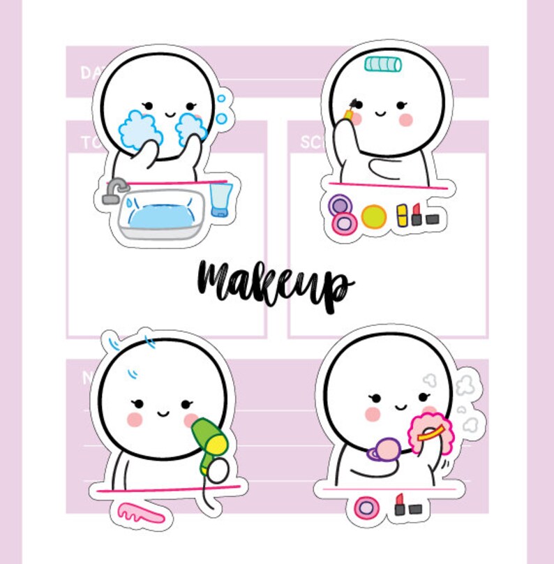 F027 Makeup Hair Style Face Wash Planner Stickers - Etsy