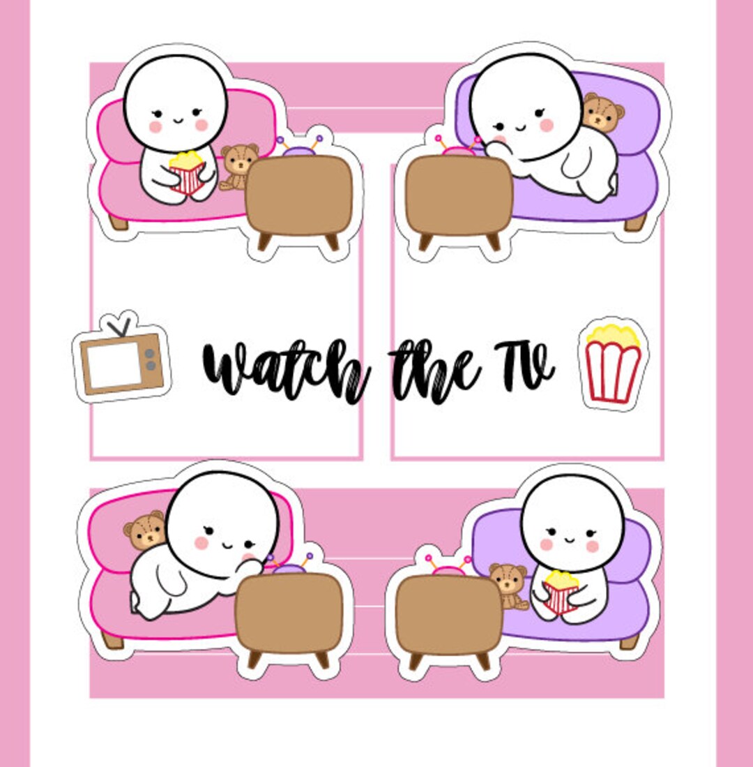 F037 Watch the TV Planner Stickers Hand-drawn Clip Art Instant - Etsy