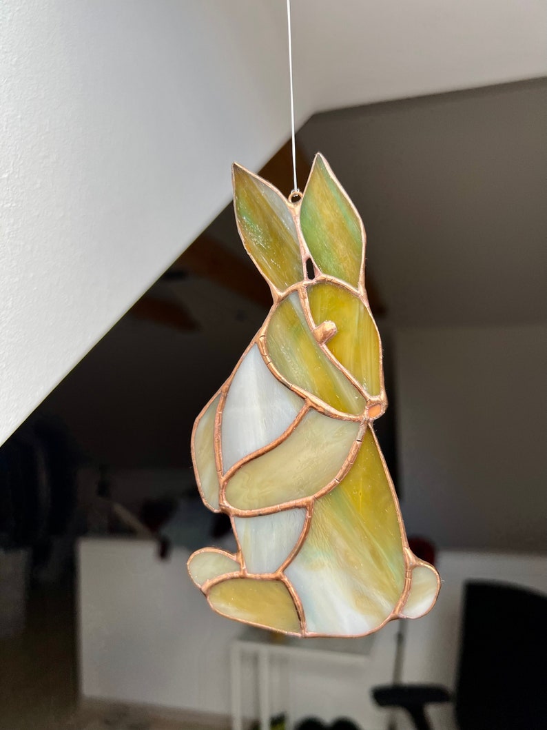Stained Glass Hare Rabbit Nature Gift Bunny Suncatcher Wildlife Art ...