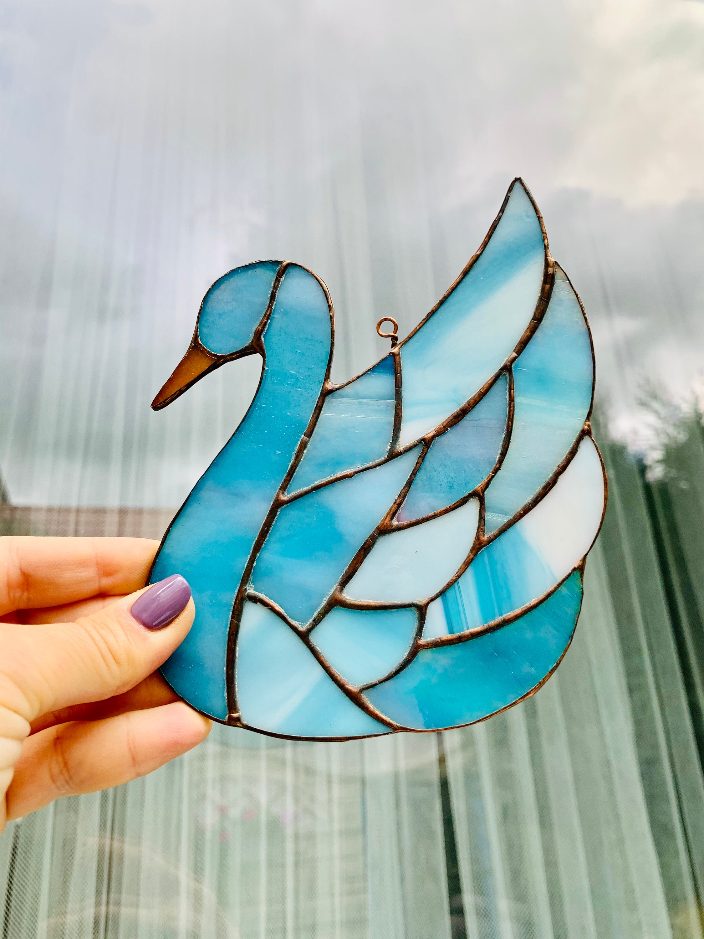 Stained Glass Swan Artistic Elegance Nature Inspired Decor Gifts for ...