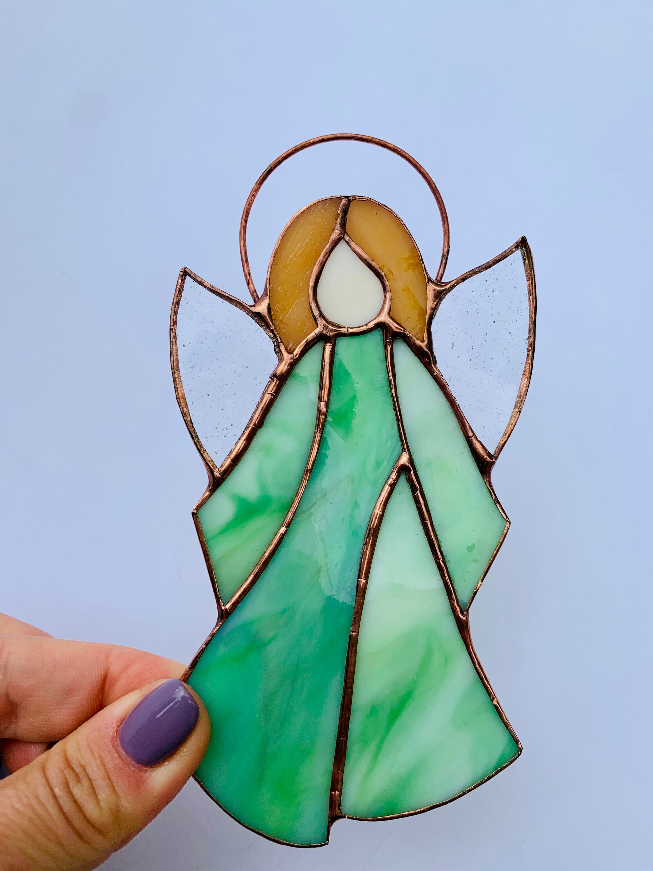 Handmade Angel Guardian Angel Stained Glass Suncatcher Window - Etsy