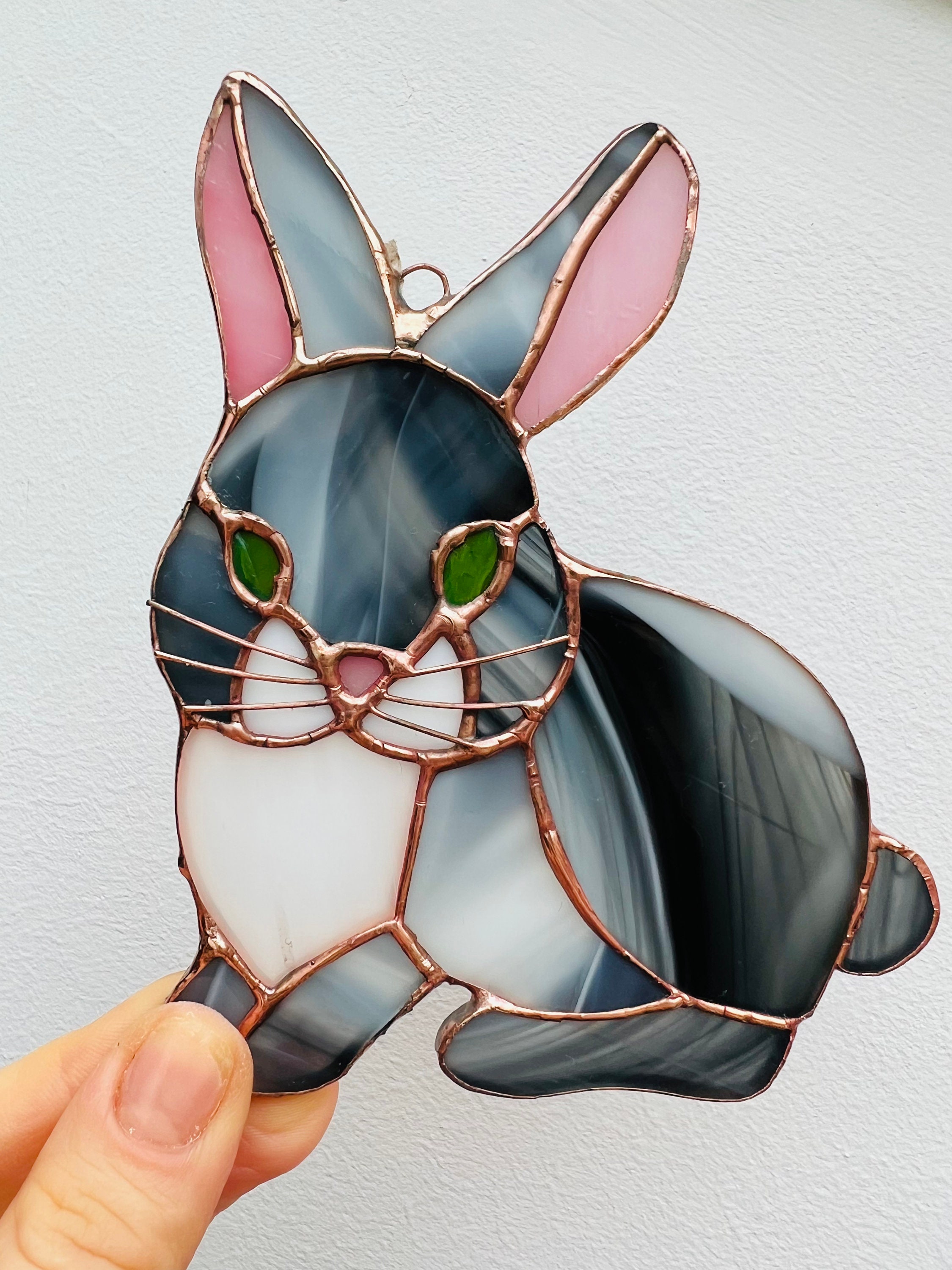 Stained Glass Hare Rabbit Nature Gift Bunny Suncatcher Wildlife Art ...