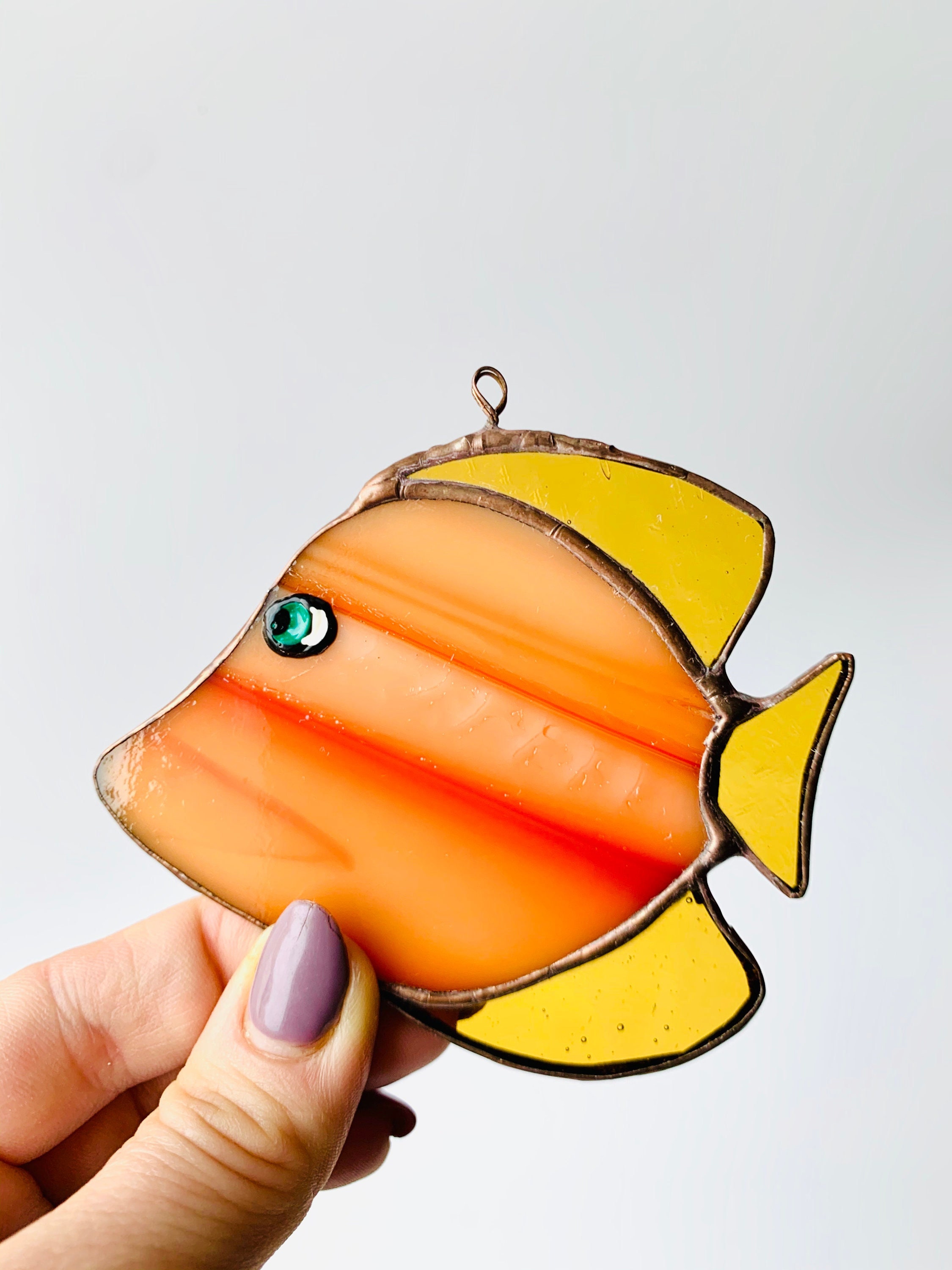 Nautical Stained Glass Fish Suncatcher Tropical Fish Handcrafted ...