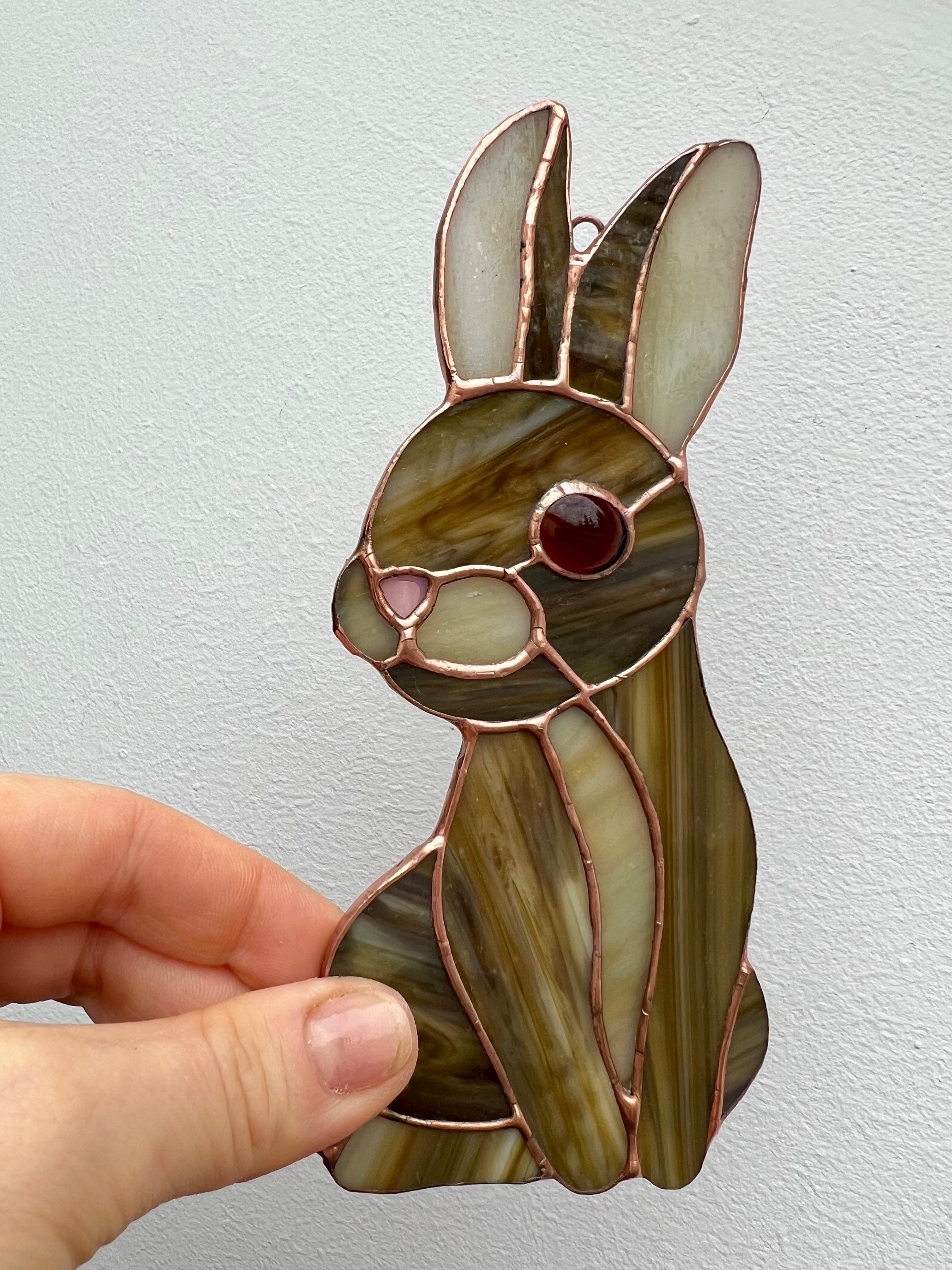 Stained Glass Hare Rabbit Nature Gift Bunny Suncatcher Wildlife Art ...