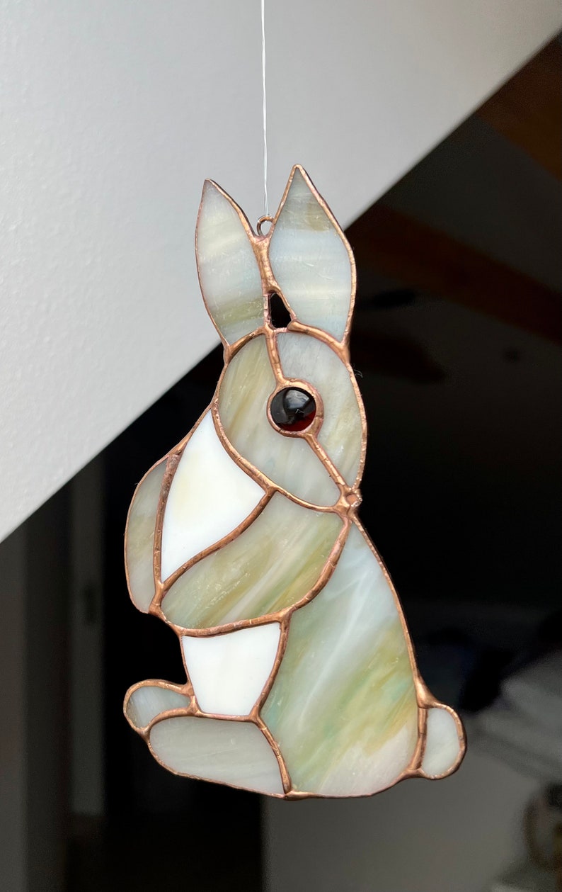 Stained Glass Hare Rabbit Nature Gift Bunny Suncatcher Wildlife Art ...