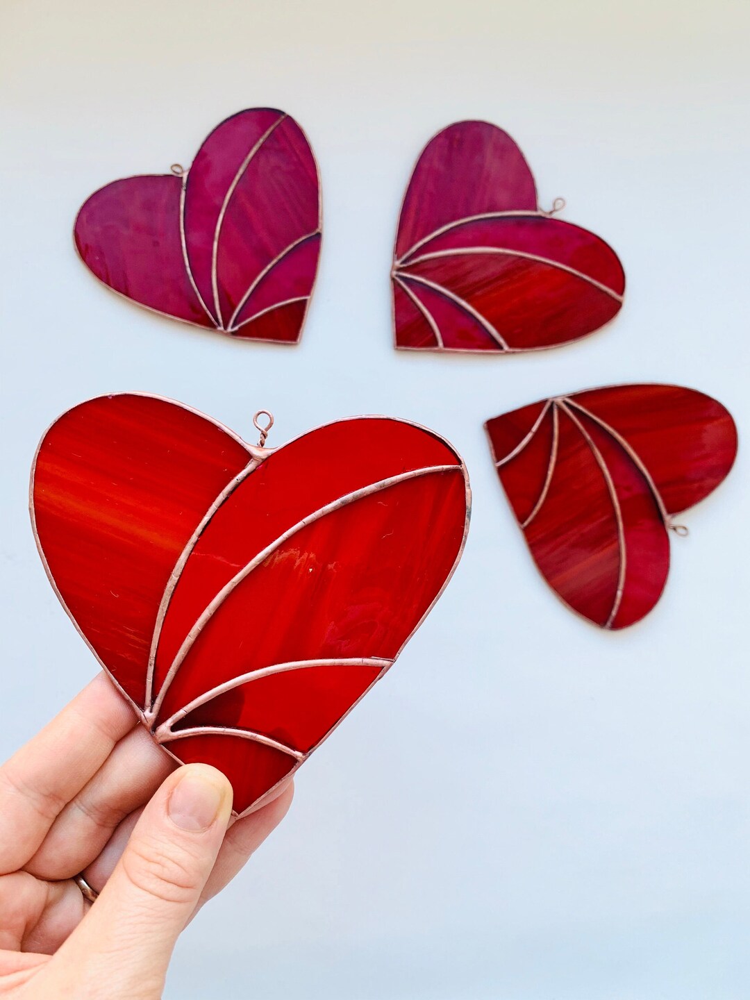 Stained Glass Heart Window Hanging Romantic Glass Ornament Artistic ...