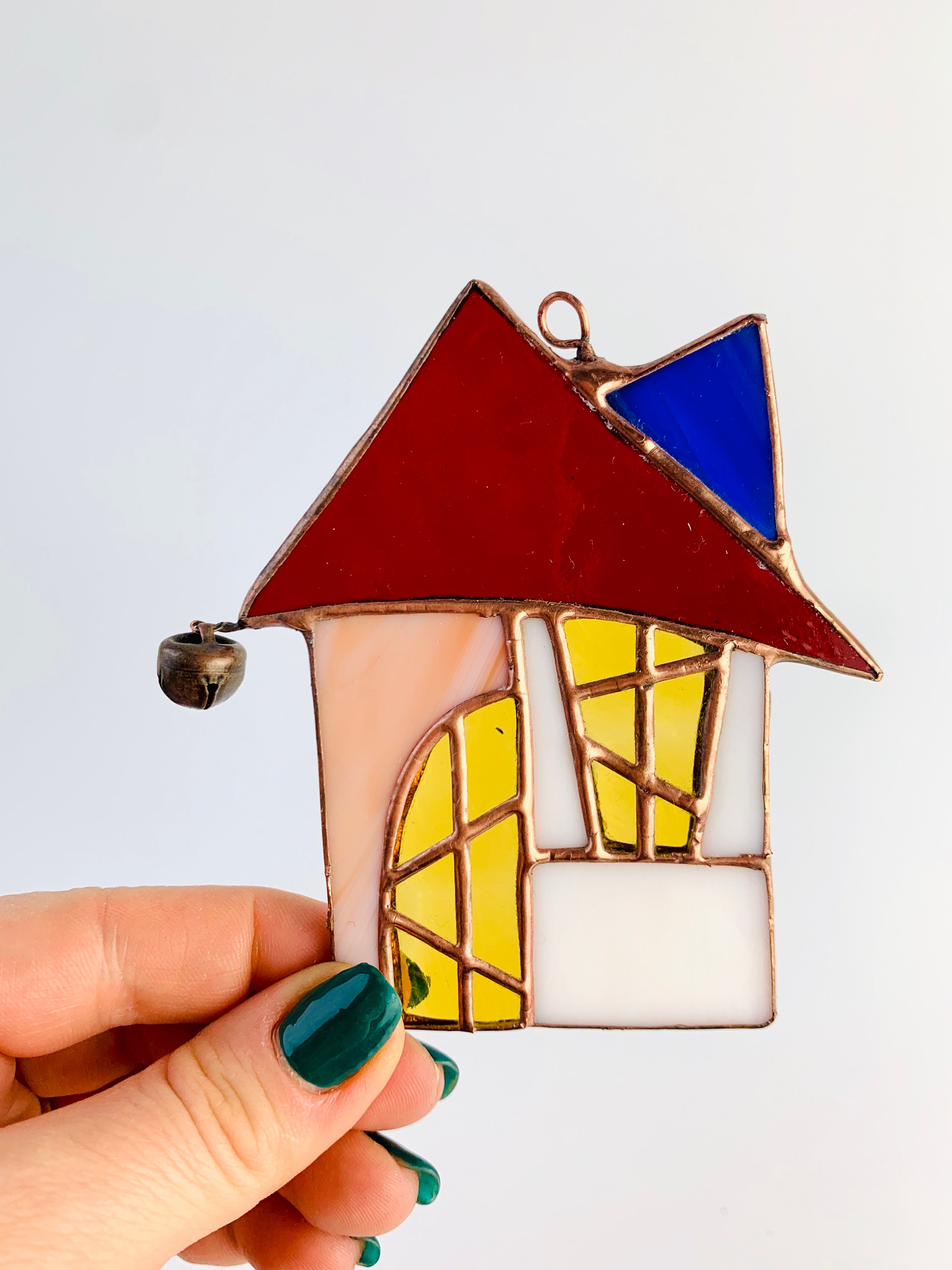 Stained Glass Cottage Suncatcher Colour Lodge House Decoration for ...
