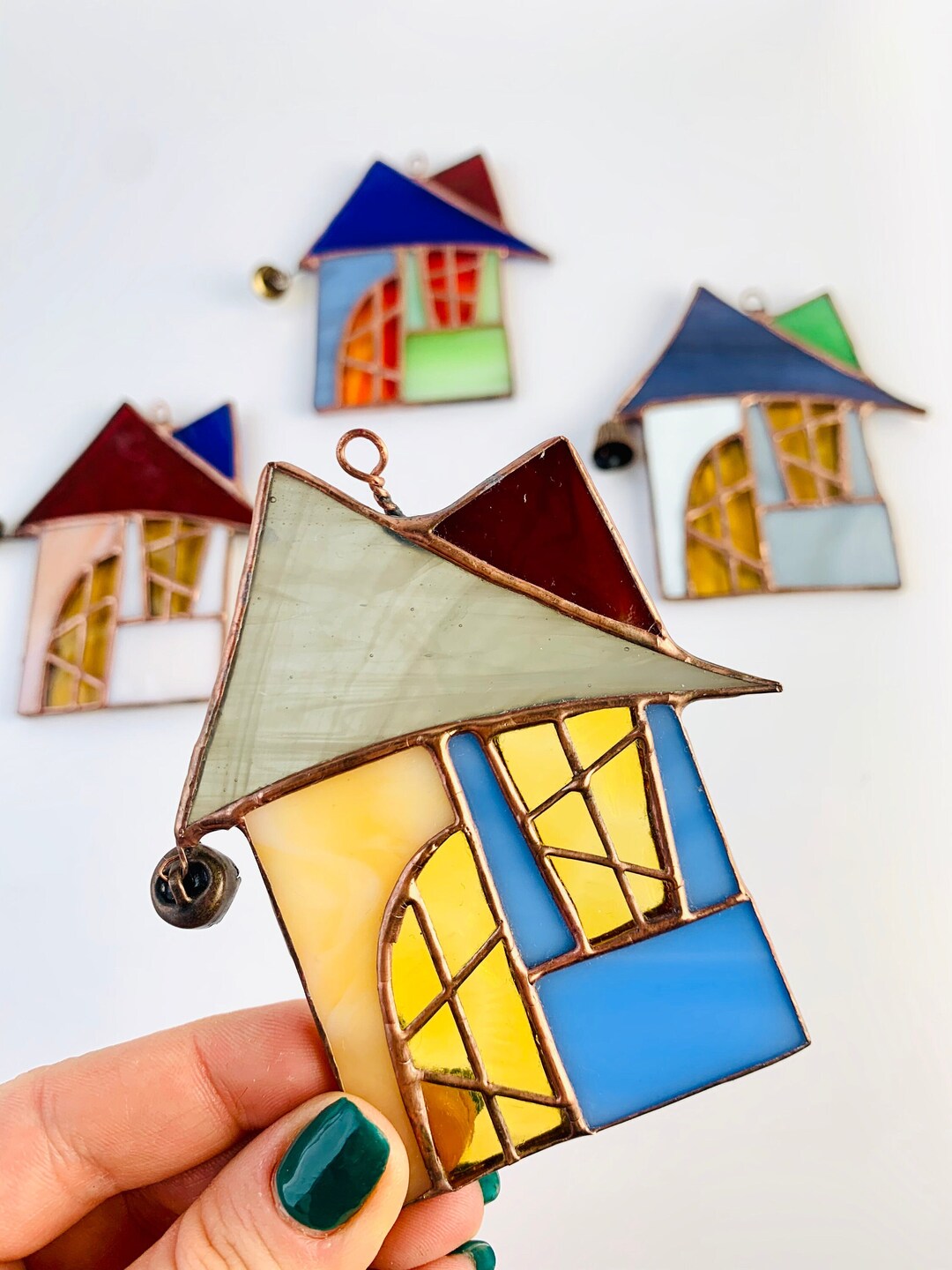 Stained Glass Cottage Suncatcher Colour Lodge House Decoration for ...