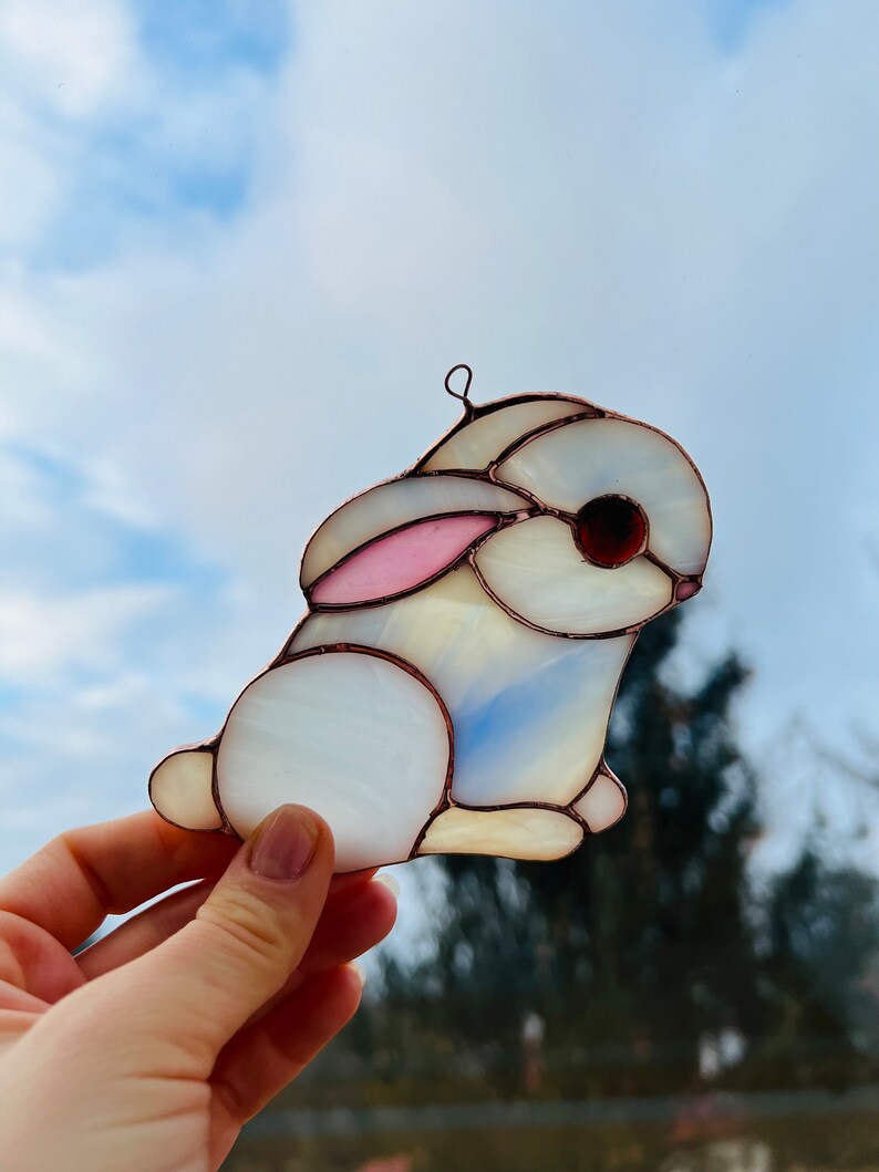 Stained Glass Hare Rabbit Nature Gift Bunny Suncatcher Wildlife Art ...