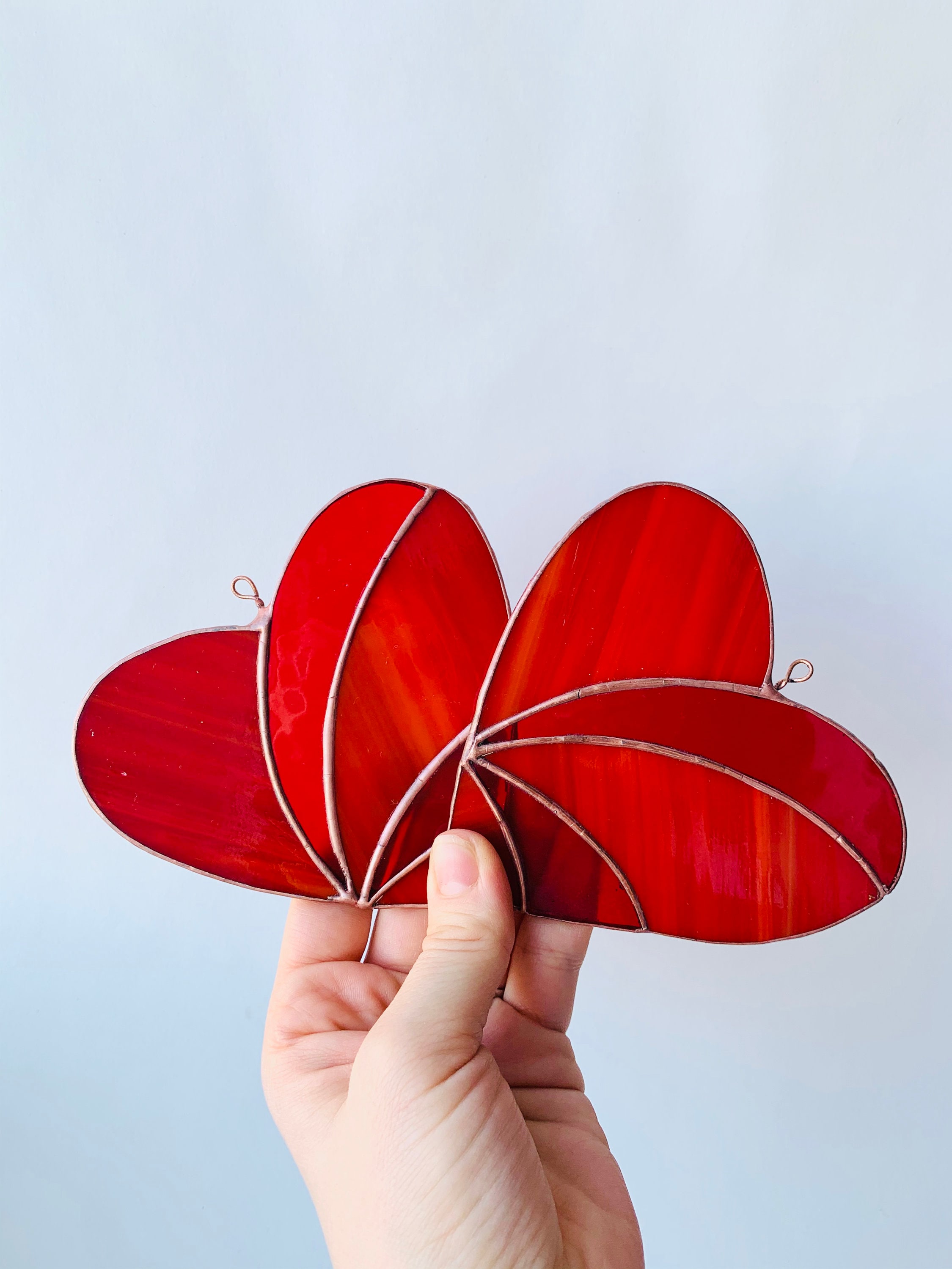 Stained Glass Heart Window Hanging Romantic Glass Ornament Artistic ...