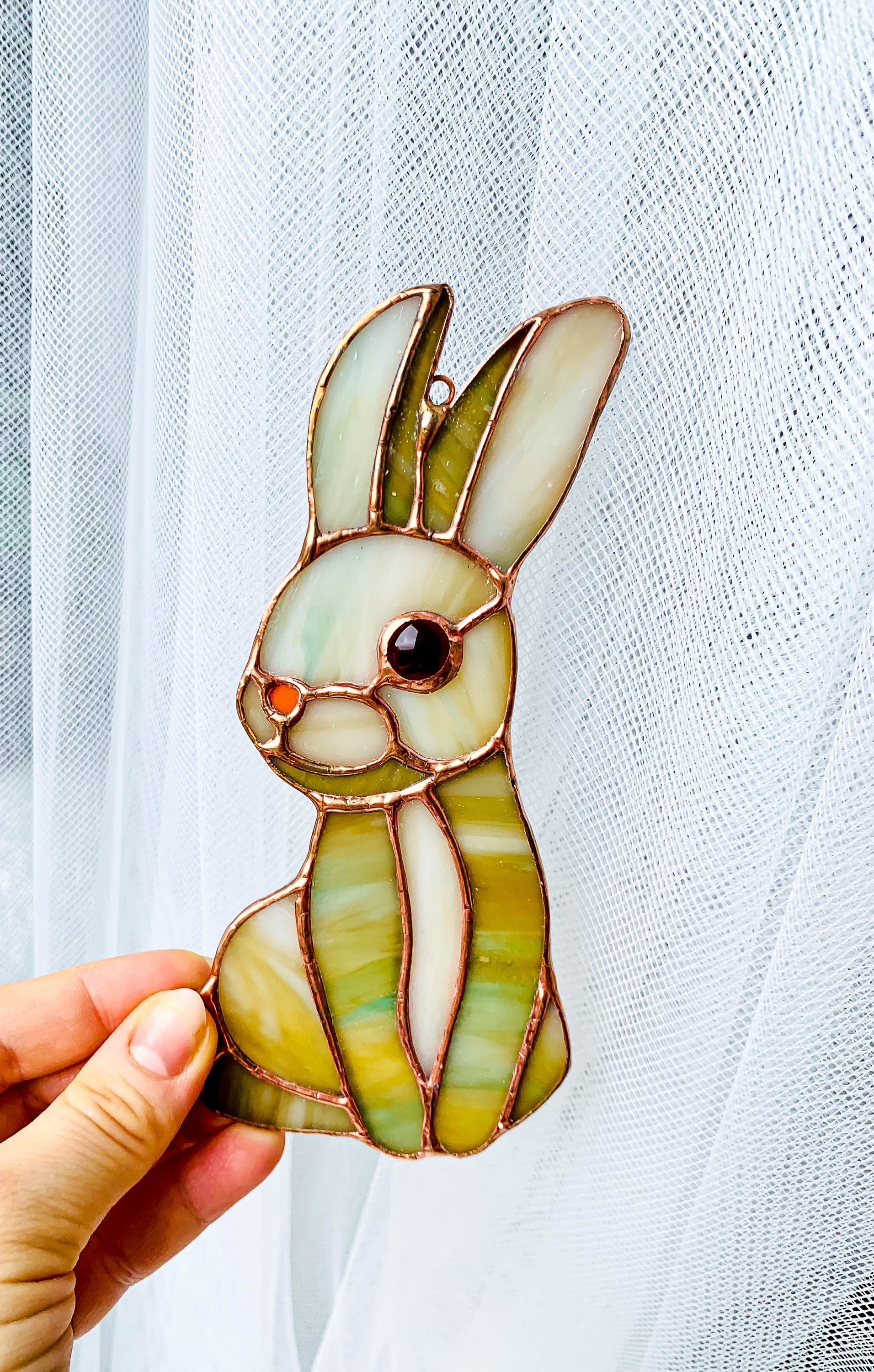 Stained Glass Hare Rabbit Nature Gift Bunny Suncatcher Wildlife Art ...