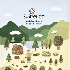 Forest Sticker Sheet Camping Stationery Tree Sticker - Etsy