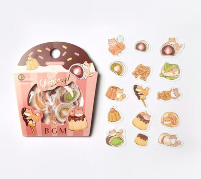 Shiba and Dessert Sticker Flakes Pudding Sticker Flan | Etsy
