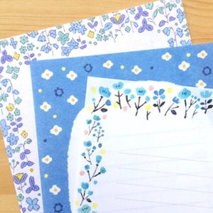 Blue Flower Garden Letter Set Blue Stationery Stationery for - Etsy
