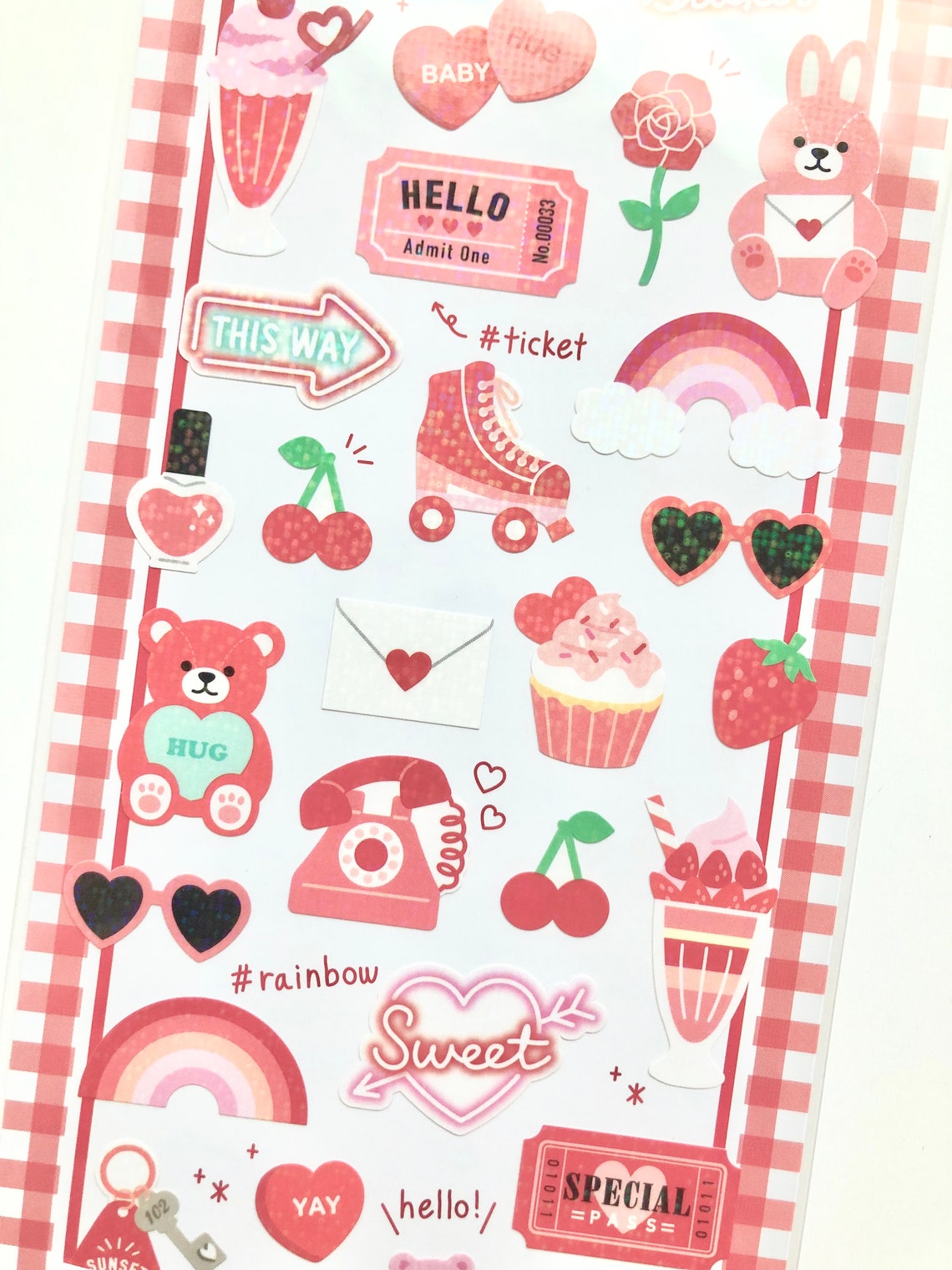 Red Sticker Sheet Cherry Sticker Heart Sticker Color Theme | Etsy