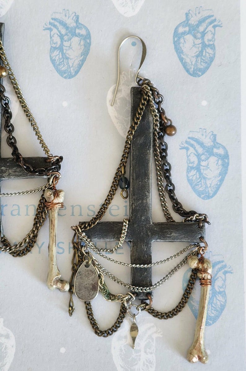 Gothic Earrings, Inverted Cross, Goth Jewellery, Punk, Grunge, Grunge ...