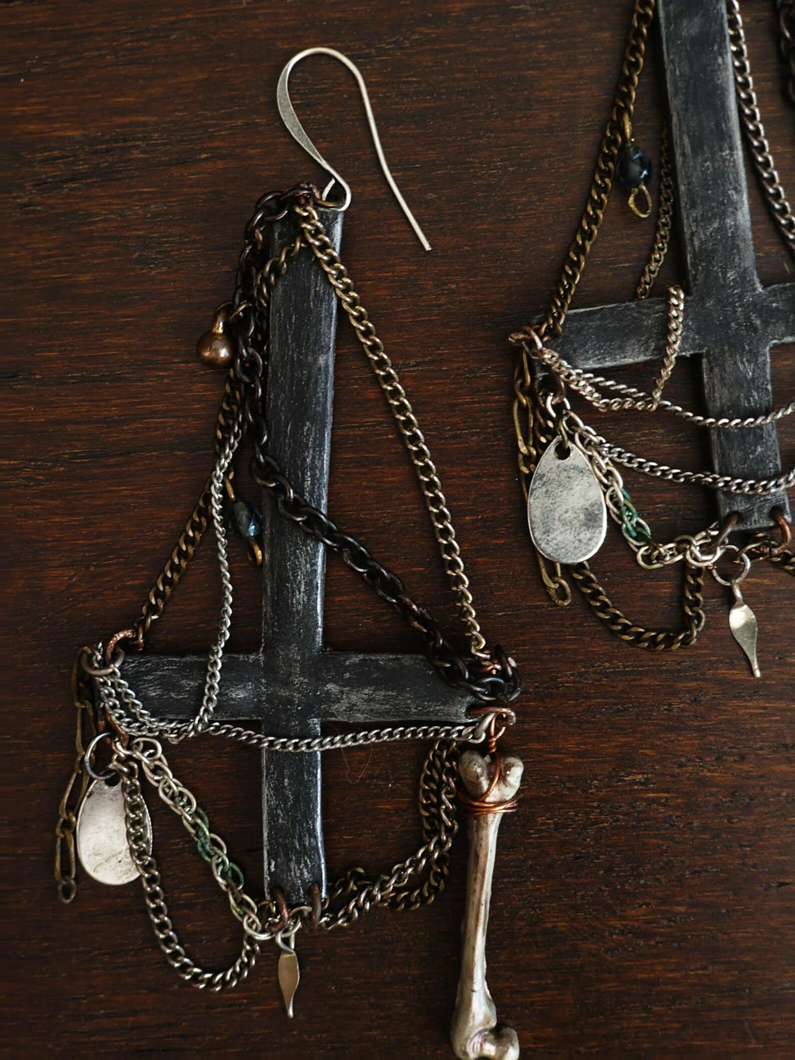 Gothic Earrings, Inverted Cross, Goth Jewellery, Punk, Grunge, Grunge ...