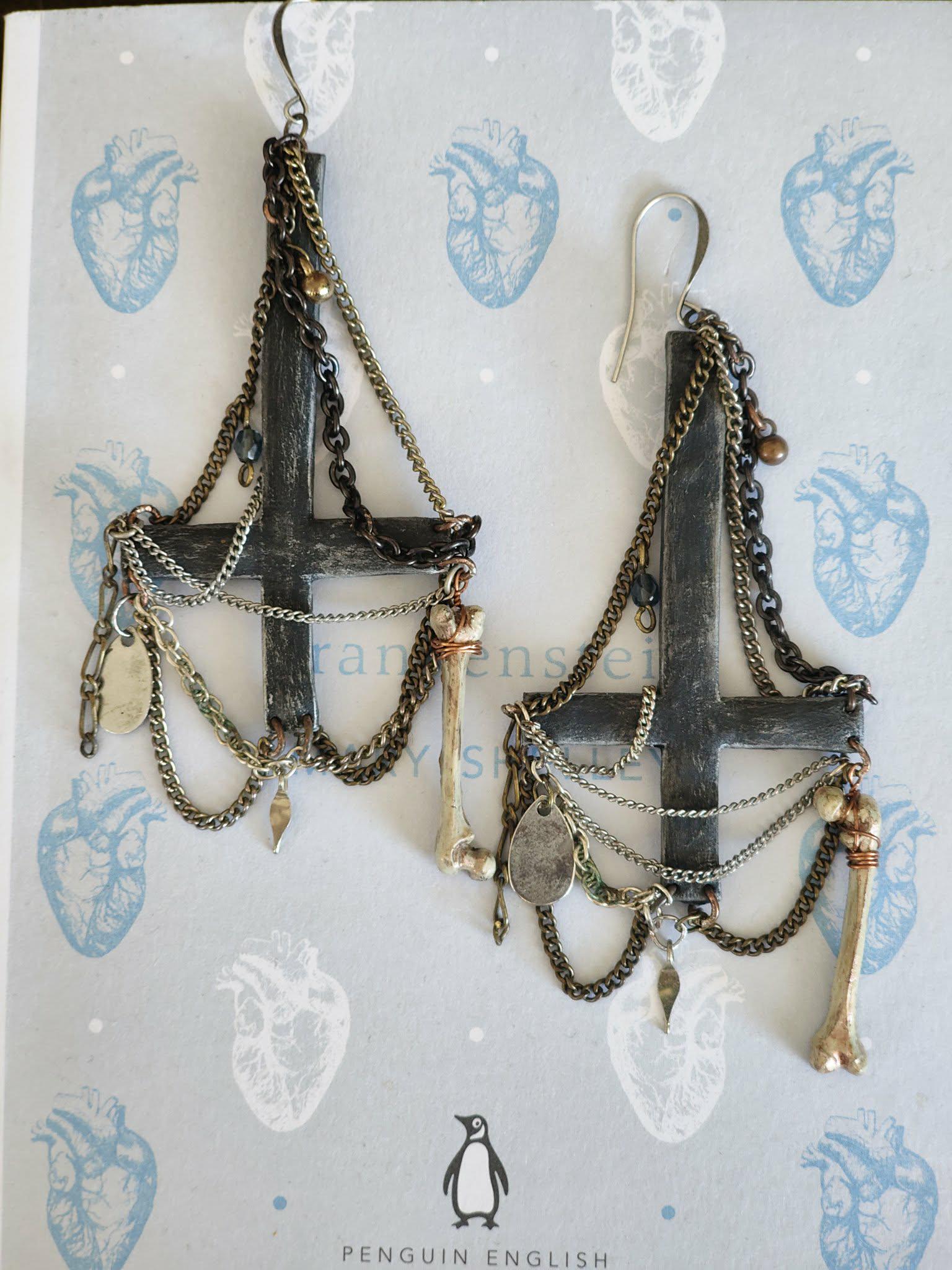 Gothic Earrings, Inverted Cross, Goth Jewellery, Punk, Grunge, Grunge ...