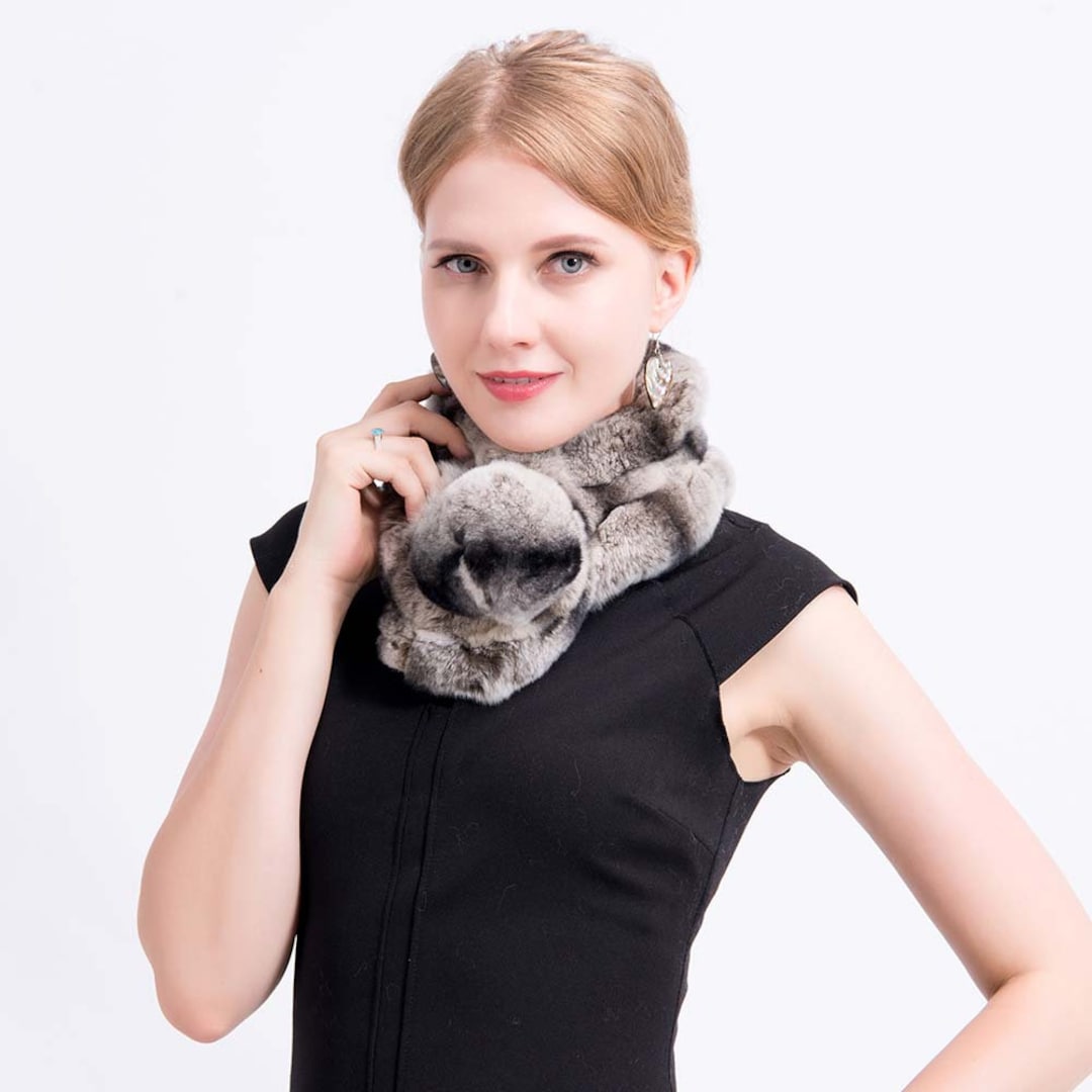 Mwfur Rex Rabbit Fur Scarf Chinchilla Design Rex Rabbit Fur Scarf ...