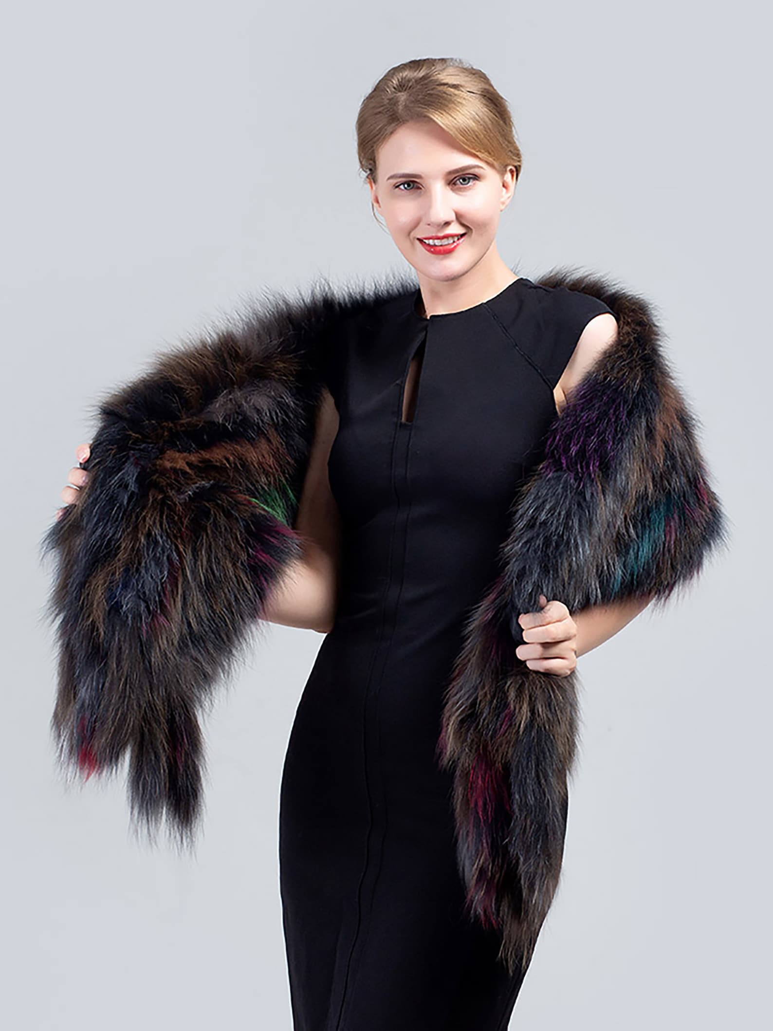 Winter Women Long Style Natural Fox Fur Shawl Hand Knitted - Etsy