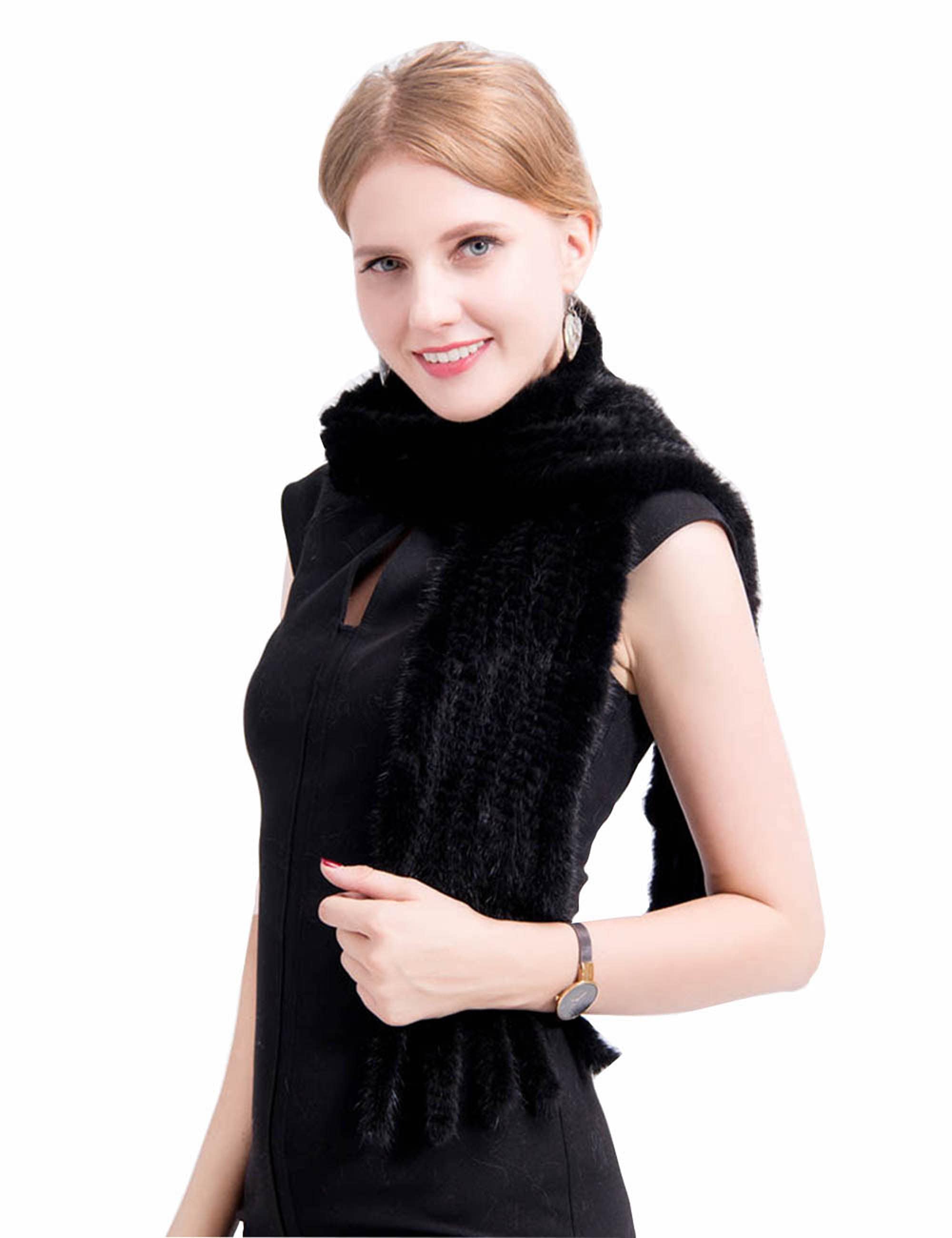 Hand Knitted Mink Fur Scarf Natural Mink Fur Scarf Neck Warmer Unisex ...