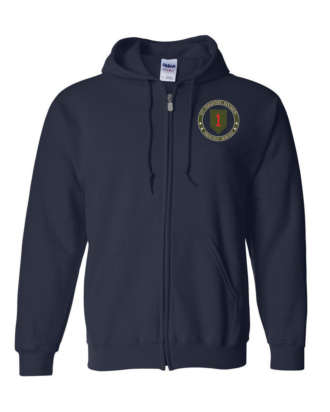 1st Infantry Division Embroidered Hooded Sweatshirt W/ Zipper-12420 - Etsy