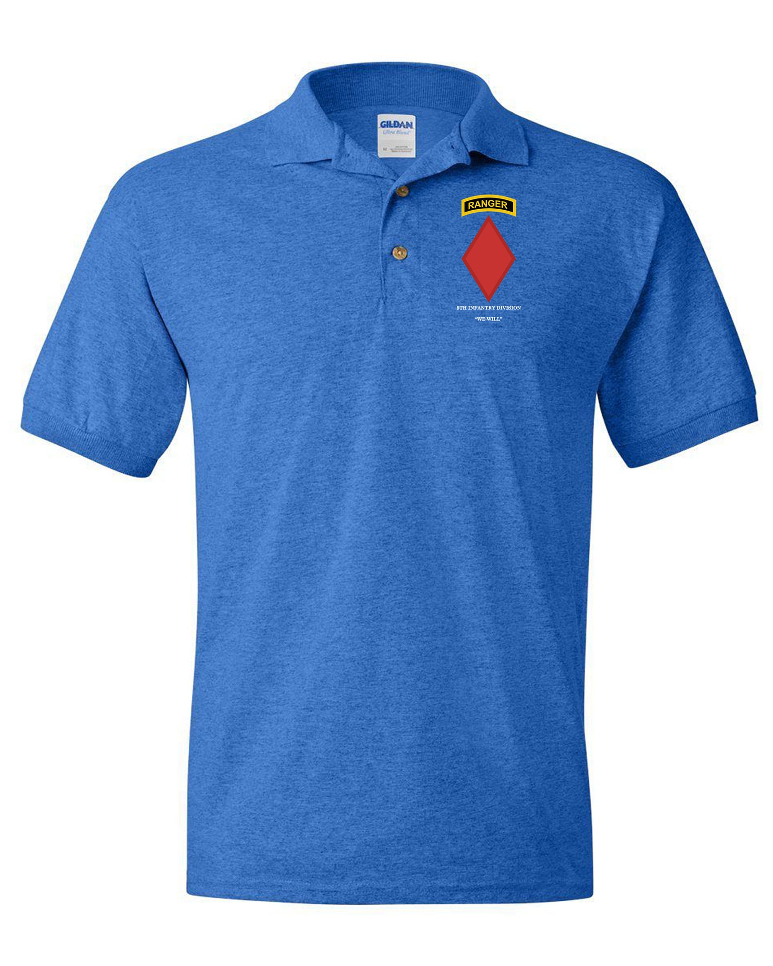 5th Infantry Division W/ Ranger Tab Embroidered Cotton Polo Shirt -3384 ...