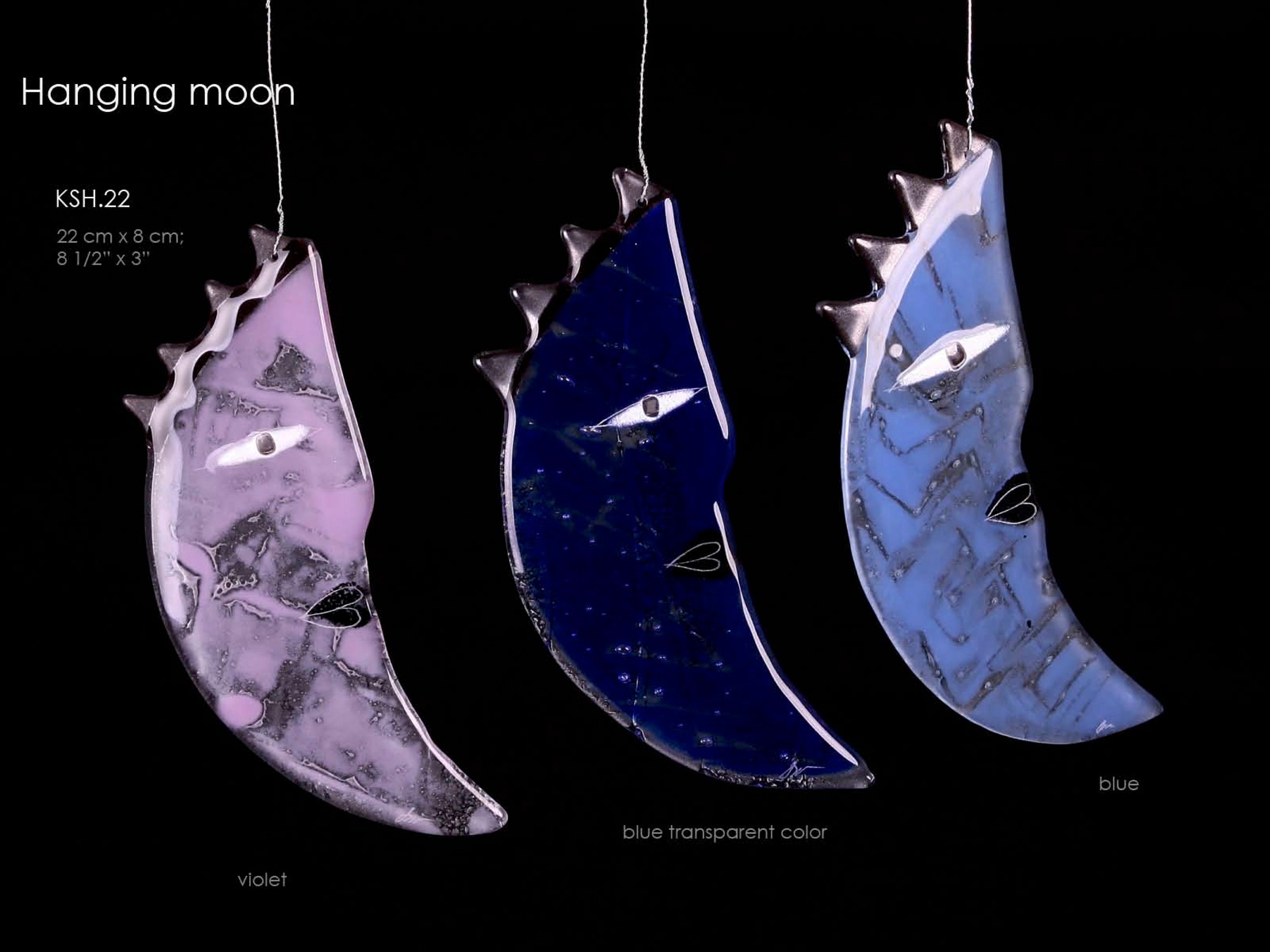 Hanging MOON Made From Glass 22 Cm X 8 Cm. Handcrafted Unique Glass ...