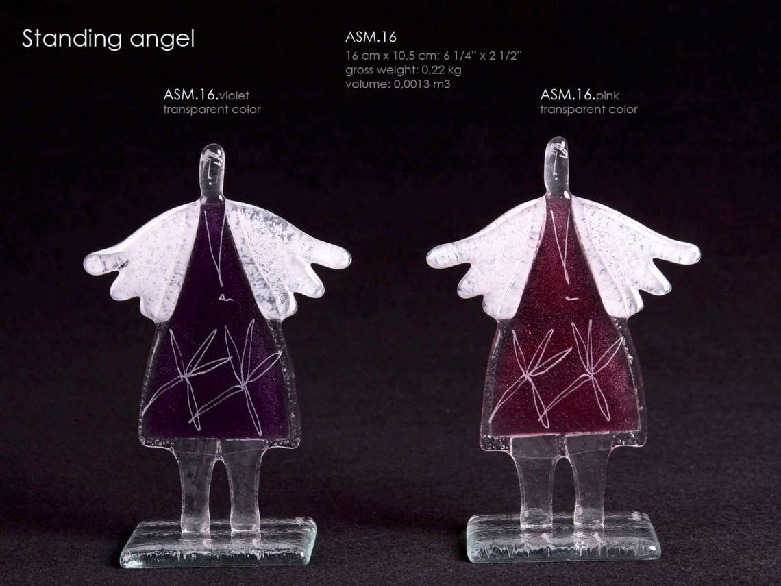 Standing Angel 16cm Made From Glass Handcrafted Fused Glass - Etsy