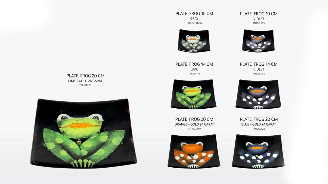 FROG PLATES 10 Cm, 14cm and 20cm With 24 Carat Gold Elements. Fusion ...