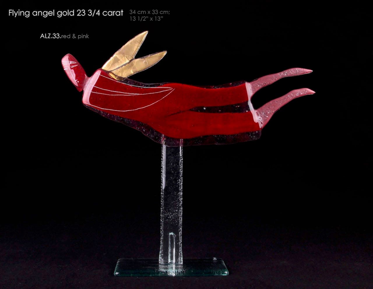 Standing Flying Angel Statue 34 X 33cm Made From Glass - Etsy