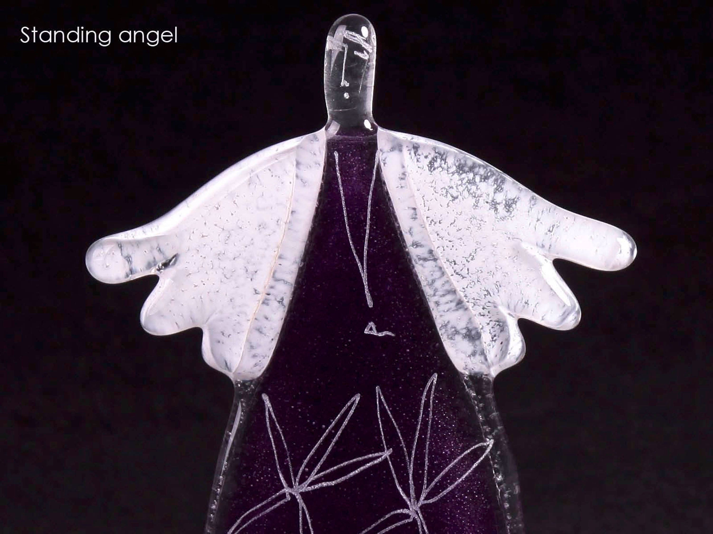 Standing Angel 16cm Made From Glass, Handcrafted Fused Glass Ornaments ...