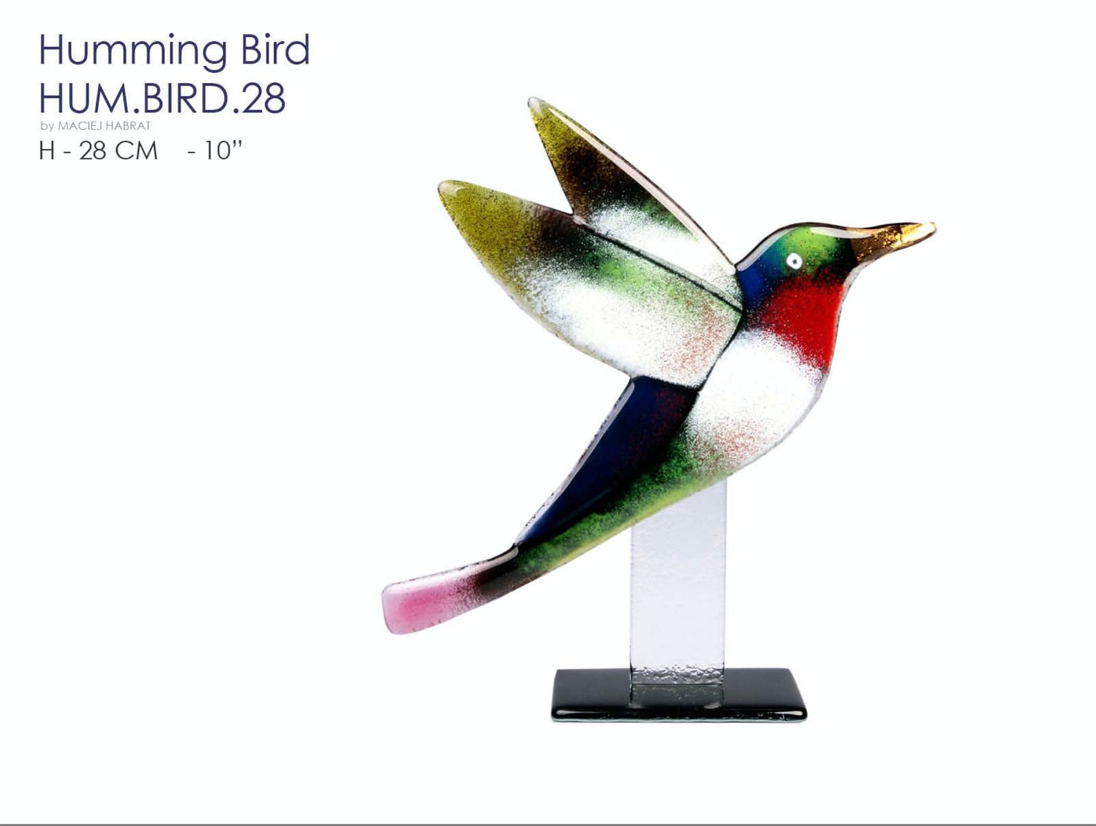 Humming Bird Statue Unique Made From Glass With 24 Carat Gold Beak ...