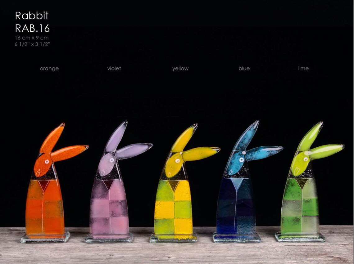 Rabbit Statue Unique Made From Fused Glass. Perfect Gift Idea ...