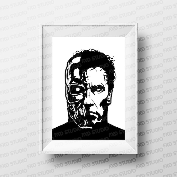 Terminator Half Robot Face