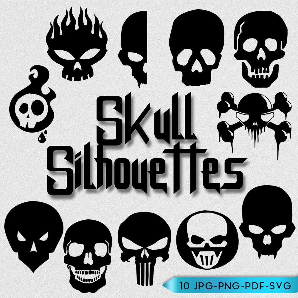 Skull Shape Silhouette Clip Art Images Skull Silhouette Clip | Etsy