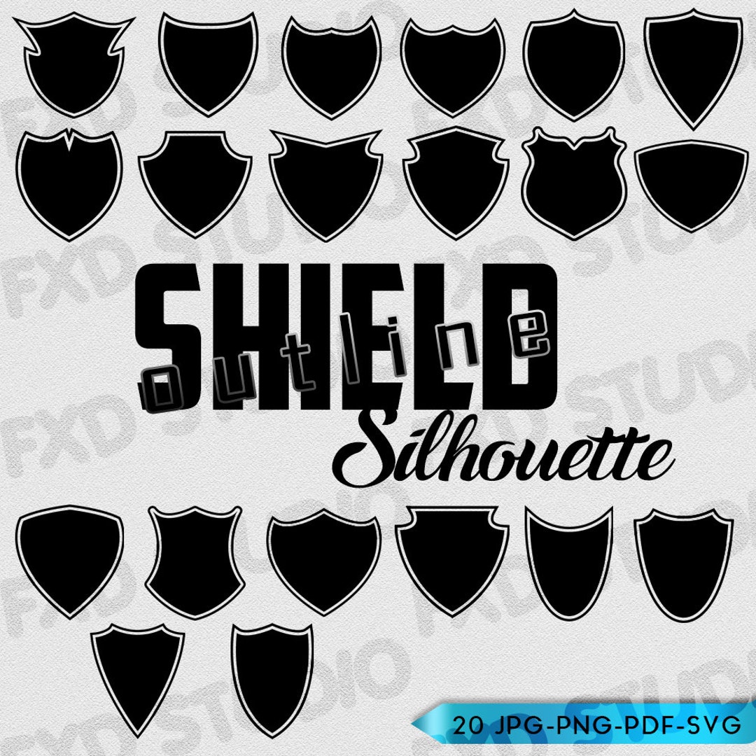 Shield Outline Silhouette Shapes Clip Art, Shield Silhouette, Shield ...