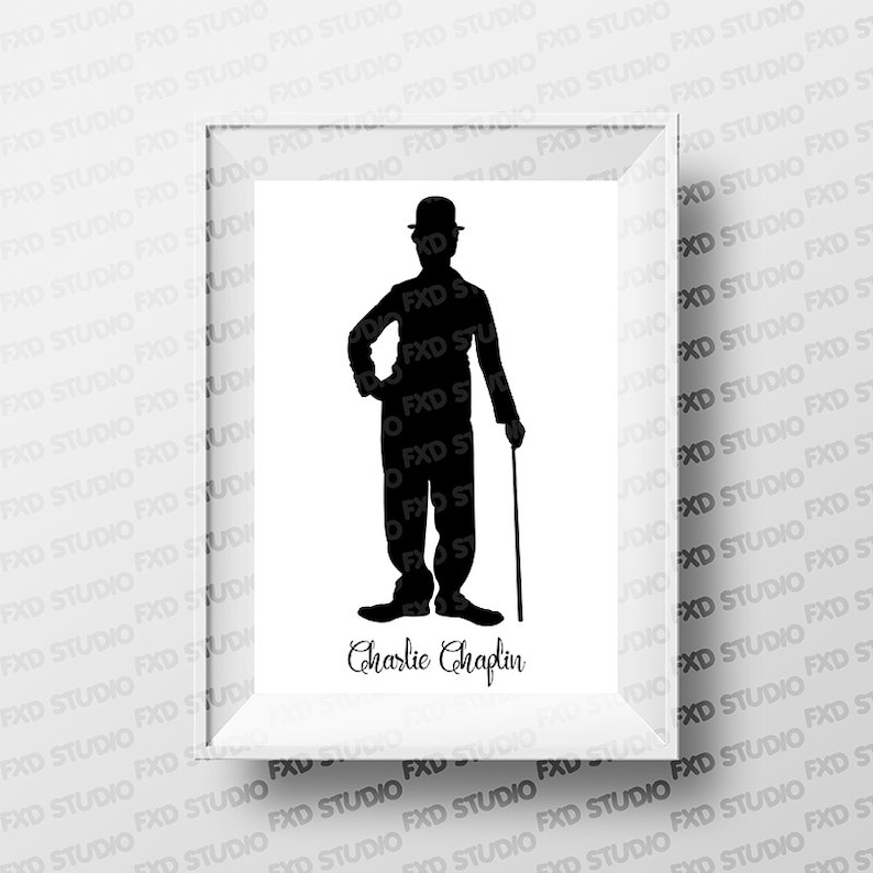 Charlie Chaplin Silhouette Clip Art Image Charlie Chaplin | Etsy