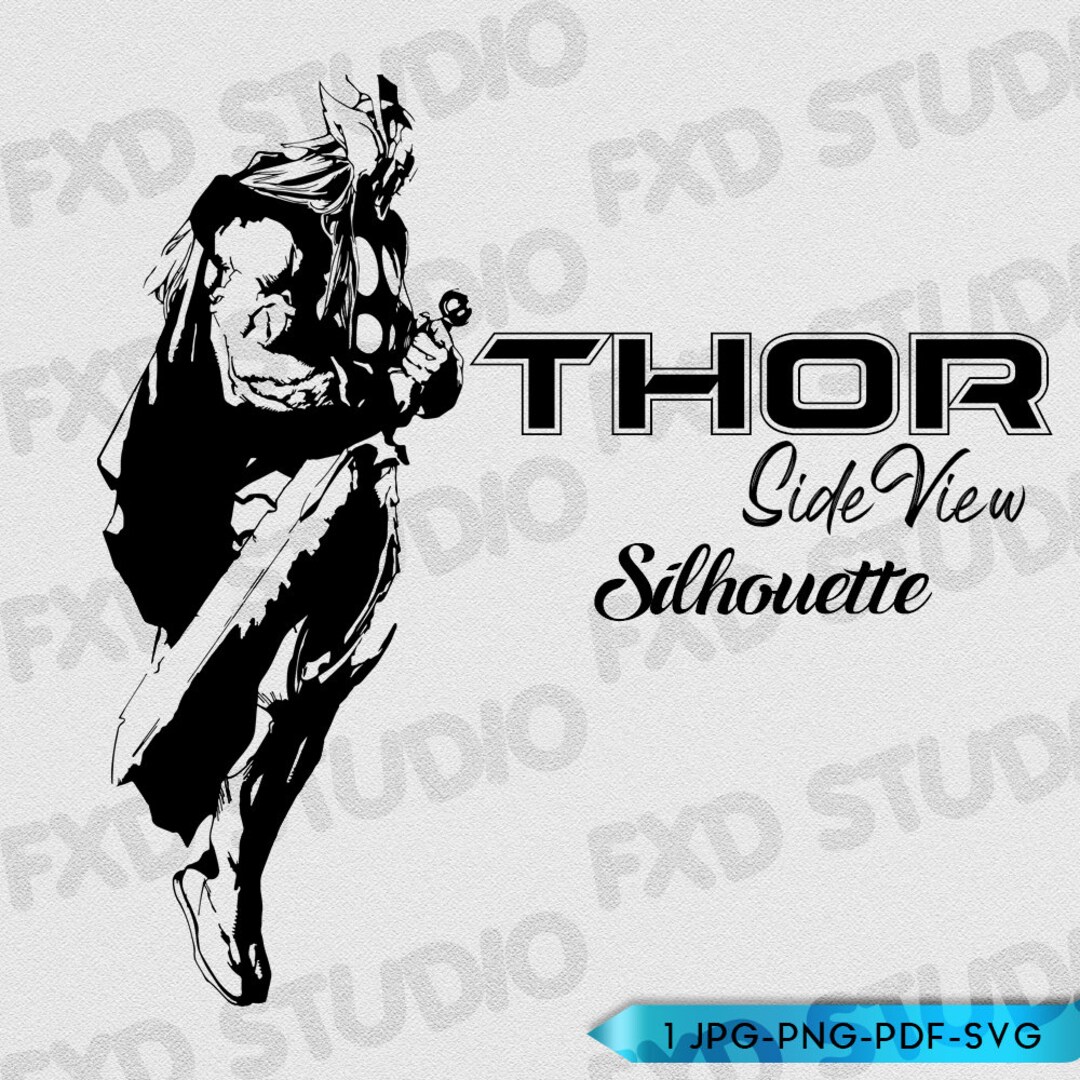 Superhero Side View Silhouette Clip Art Image God of Thunder - Etsy