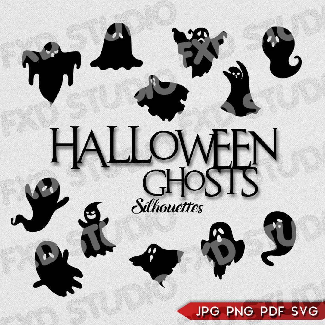 Imágenes prediseñadas de silueta de fantasmas de Halloween, archivo SVG ...