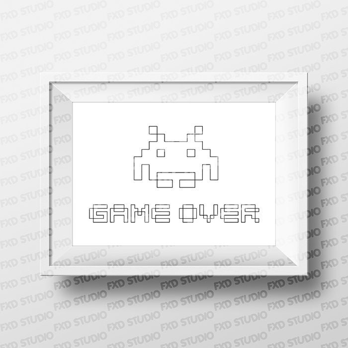 Game Over with game icon Silhouette Clip Art Image Game Over | Etsy