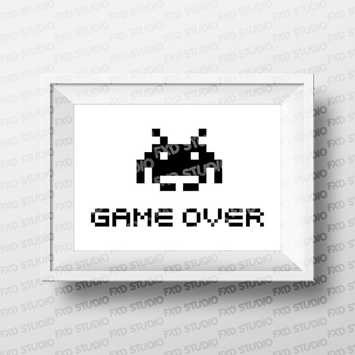 Game Over with game icon Silhouette Clip Art Image Game Over | Etsy