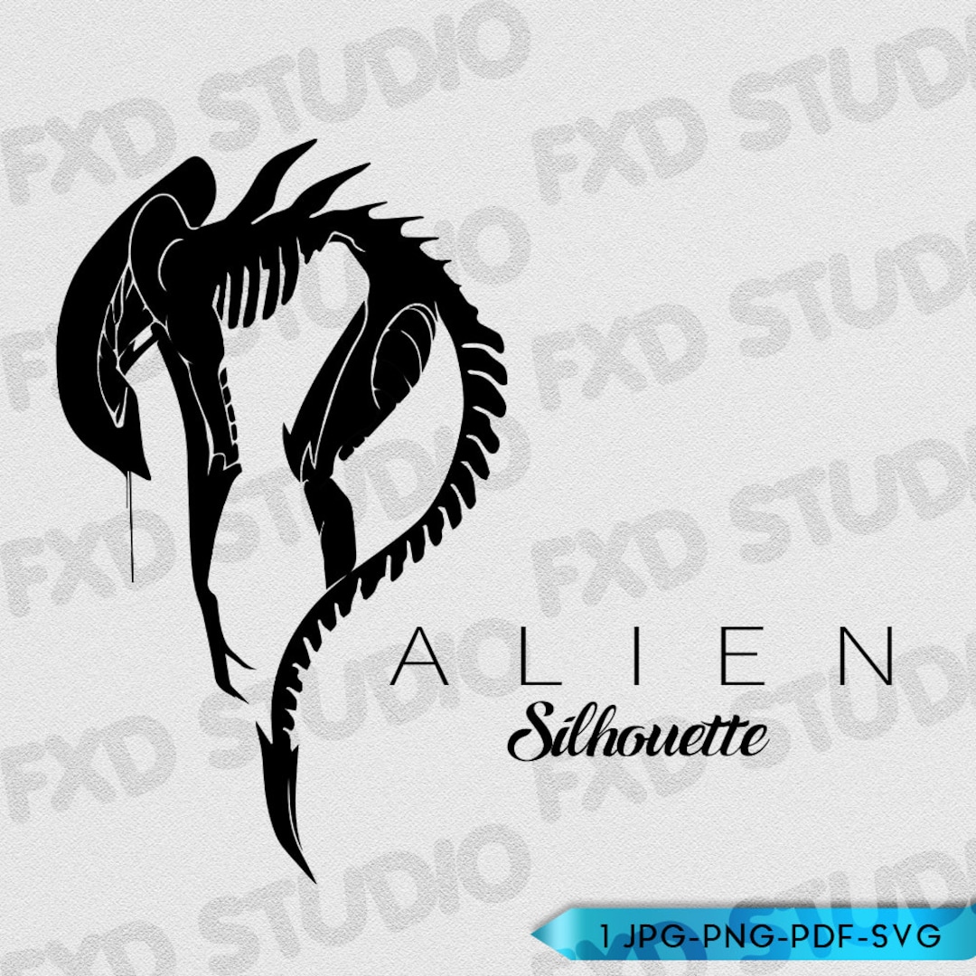 Alien Silhouette Clip Art Image, Digital Clip Art, Film Silhouette ...