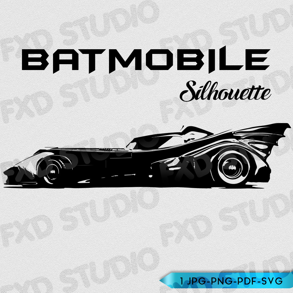 Batmobile Silhouette Clip Art Image Batmobile Silhouette | Etsy