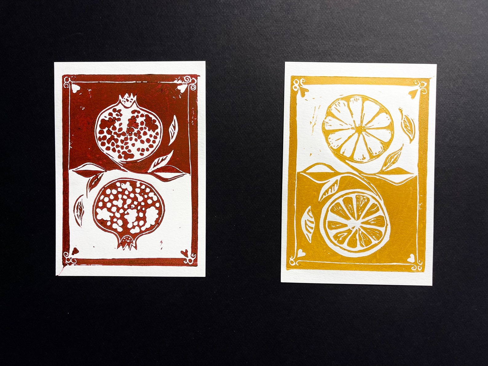 Winter Fruits Linocut Print Set | Etsy