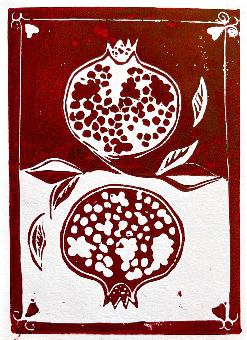 Winter Fruits Linocut Print Set | Etsy