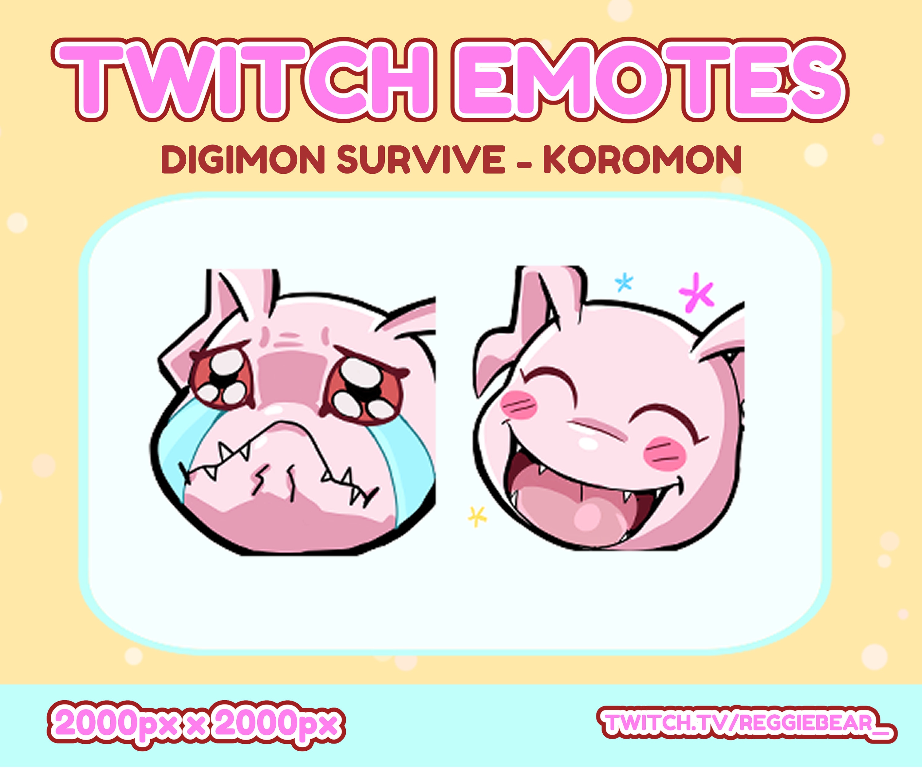 Digimon Survive: Kawaii Koromon Emotes for Twitch, Youtube, Cute, Pink ...