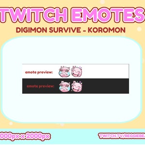 Digimon Survive: Kawaii Koromon Emotes for Twitch, Youtube, Cute, Pink ...