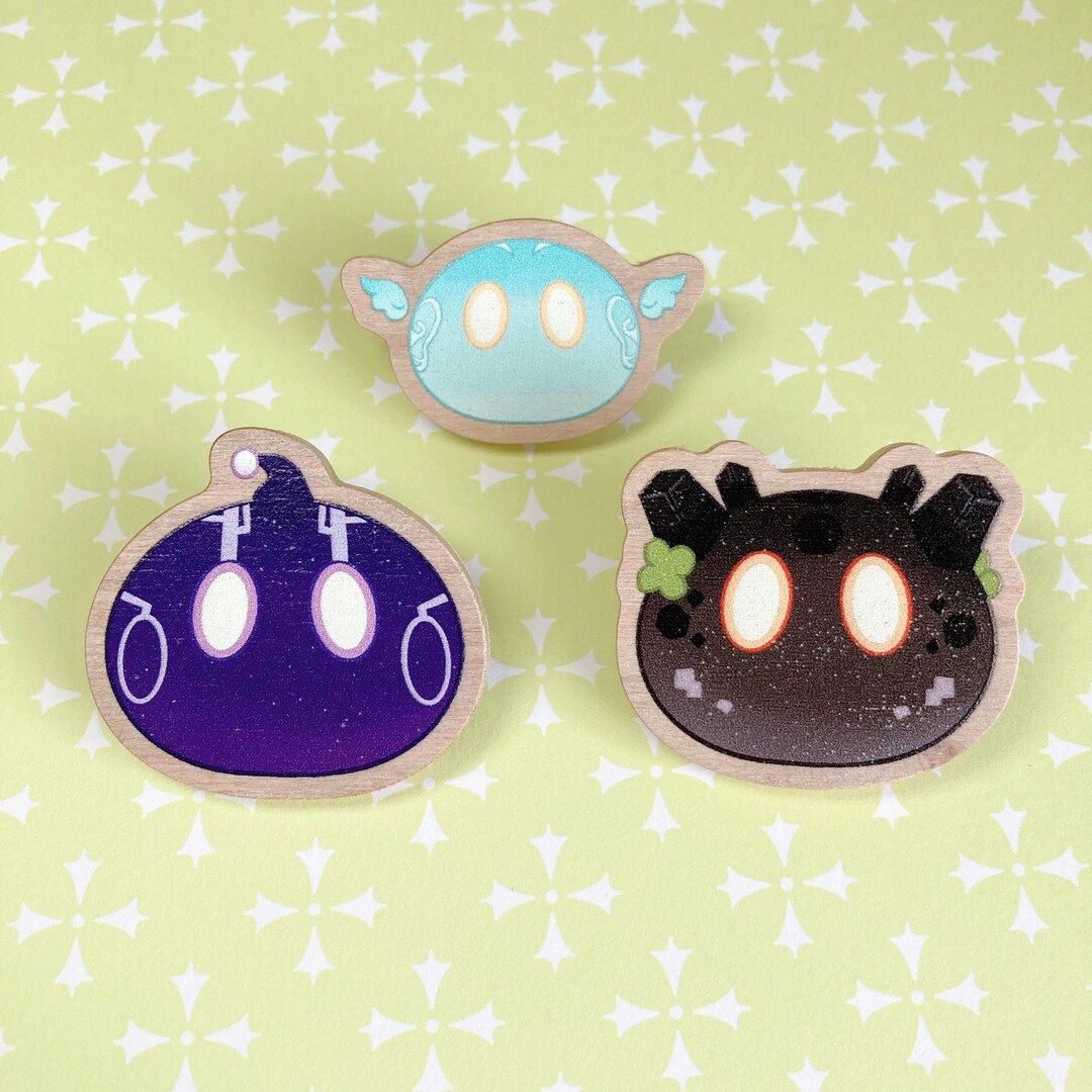 Slime 1.5-inch Wooden Pins // Genshin Impact Gamer Weeb Geeky Itabag ...