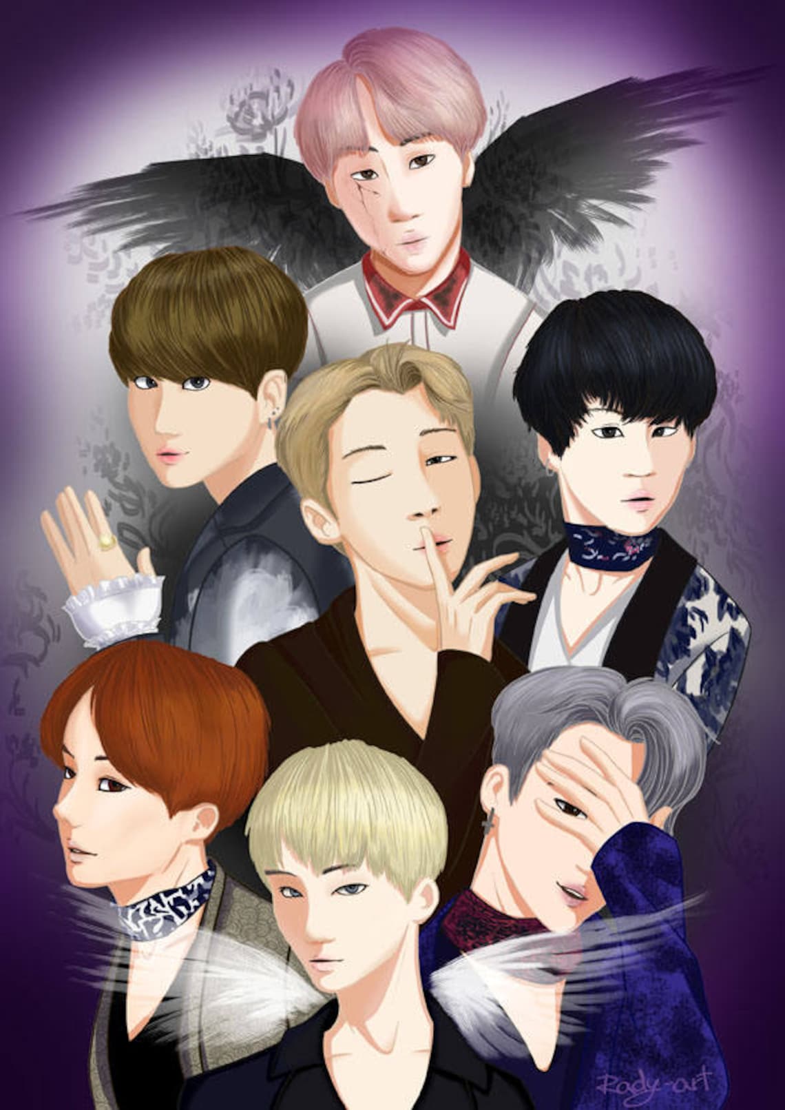 BTS Poster, K-pop, Original Art BTS Poster, Blood, Sweat and Tears - Etsy